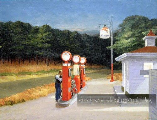 "Gas" by Hopper, reproduction of American painting.
