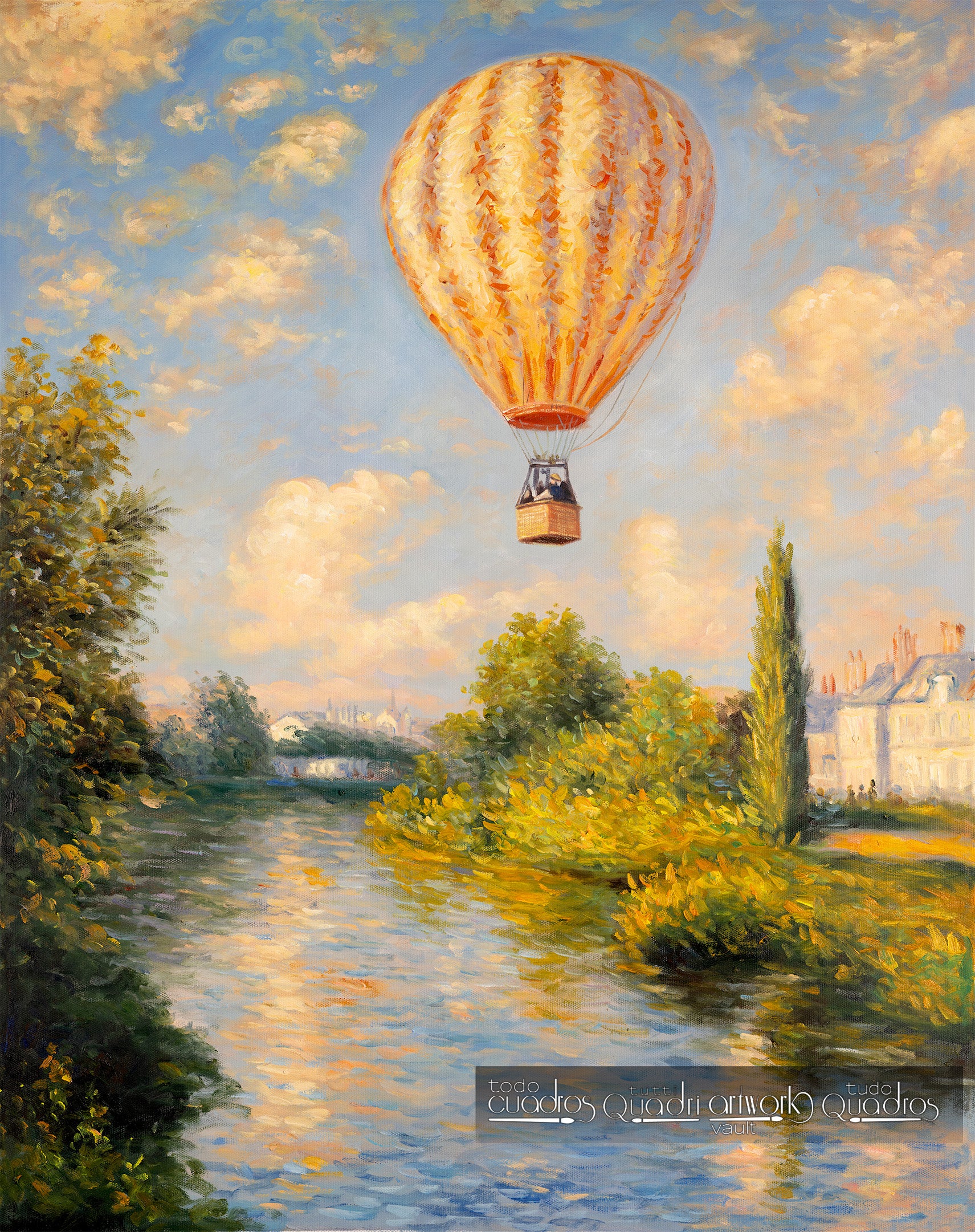 Journey through the clouds, modern Monet-style oil painting