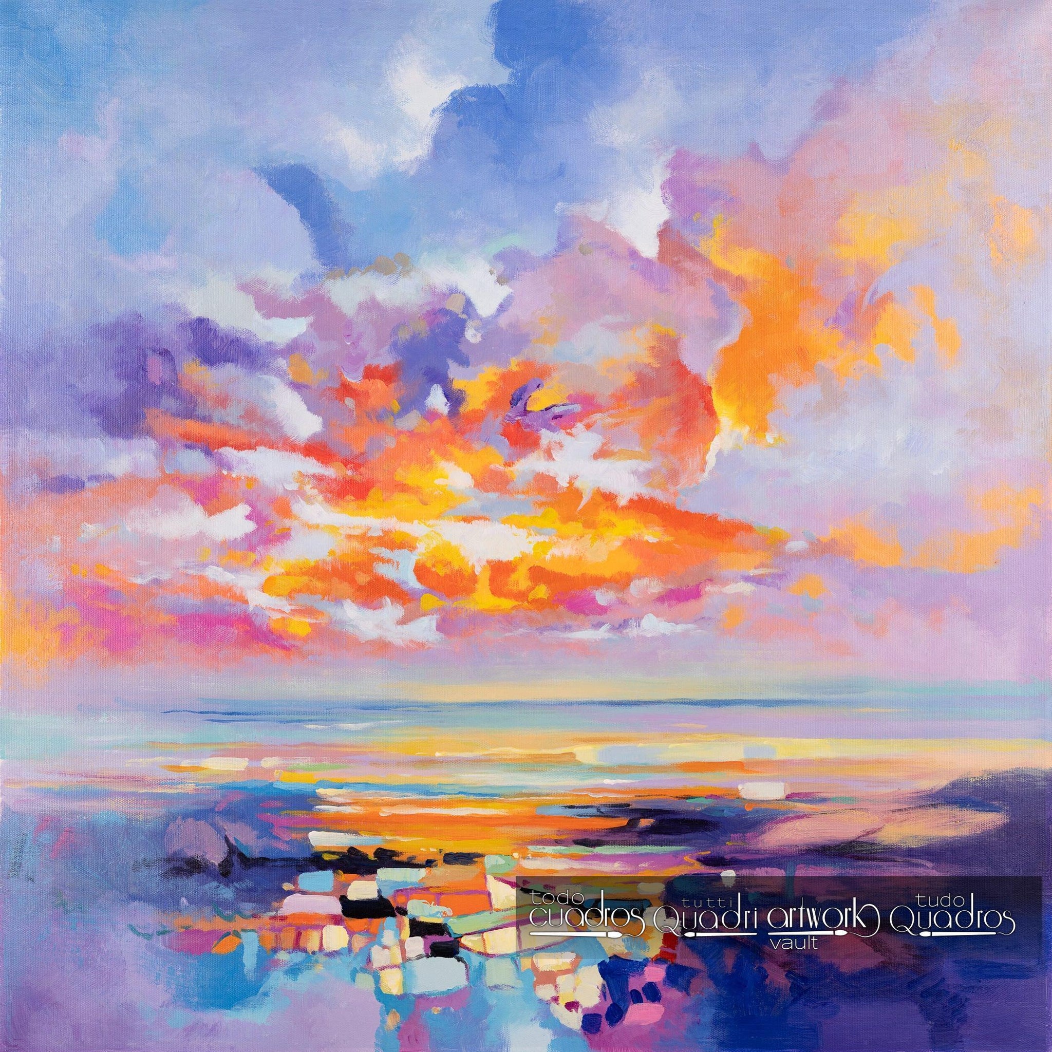 Painting "Twilight of Ibiza," abstract oil on canvas.