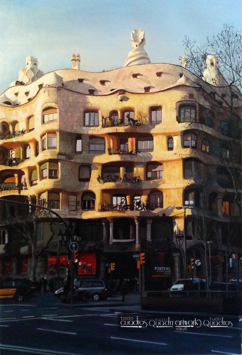 Painting "La Casa Milà, La Pedrera", exclusive oil work.